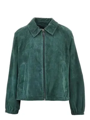 Max Mara MAX MARA WEEKEND Suede Leather Jacket Green