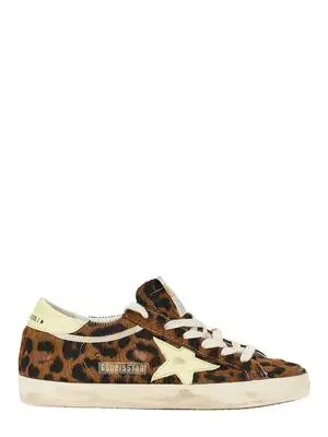 GOLDEN GOOSE Super-star Hair-calf Leopard Print Sneakers - Brown