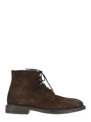 JUAN LACARCEL BY CALCE Suede Leather Lace-up Ankle Boots - Brown