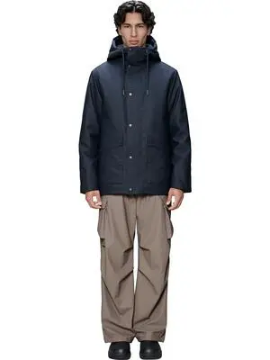 Rains Nome Parka Waterproof Hooded Jacket With Cargo Pockets - Navy