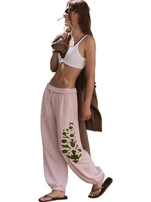 Free People All Star Embroidered Joggers - Bloom Combo