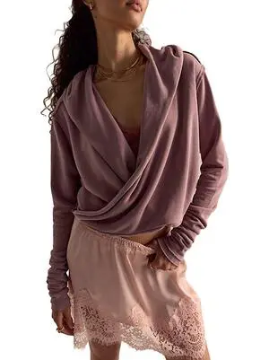 Free People Wrapped Up Hoodie - Grape Shake