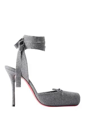 CHRISTIAN LOUBOUTIN Cassia 100 Flannel Ballerina Pumps - Gray