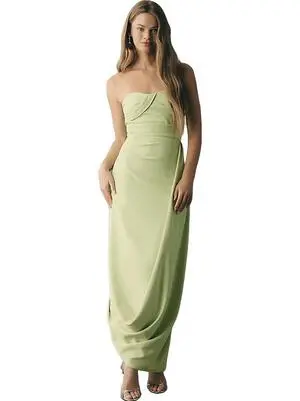 Bhldn Strapless Draped Maxi Dress - Soft Lime