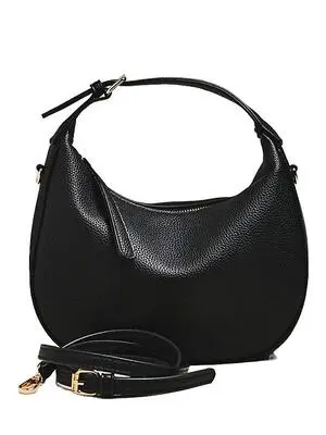 Anthropologie Faux Leather Buckle Shoulder Bag Black