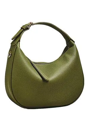 Anthropologie Faux Leather Buckle Shoulder Bag - Dark Green