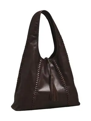 BTB LOS ANGELES Piper Suede Tassel Hobo Bag - Chocolate