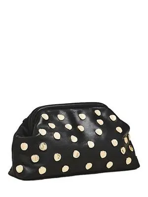 BTB LOS ANGELES Josephe Leather Studded Clutch - Black
