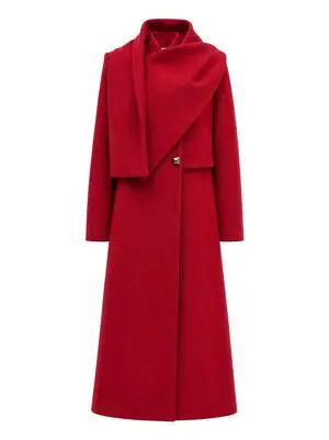 JULIA ALLERT Elegant Long Draped Transformer Mid-season Coat - Red