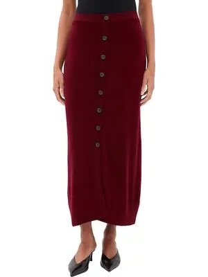 Altuzarra Callahan Cashmere Button-front Midi Skirt - Grenache