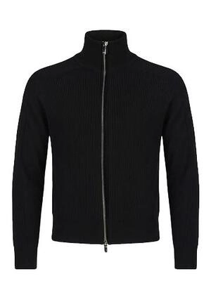 Armani Exchange Acrylic Cotton Virgin Wool Cardigan - Black