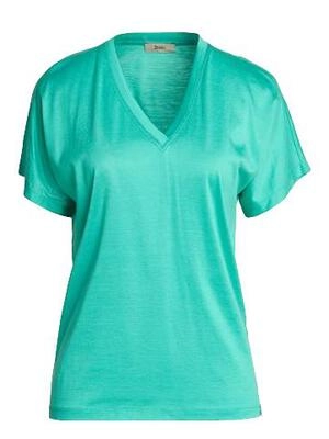 HERNO Woman T-shirt Emerald Green Size 4 Silk, Cotton, Polyester
