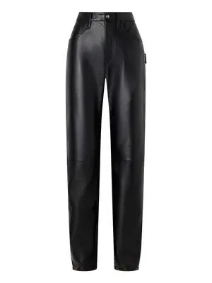Altuzarra Mills Leather Straight-leg Pants - Black