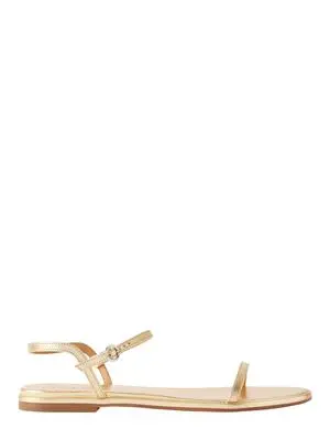 AeydĒ Gold Thin Strap Flat Sandals Nude