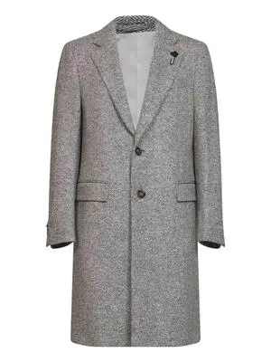 LARDINI Single-breasted Herringbone Coat - Gray
