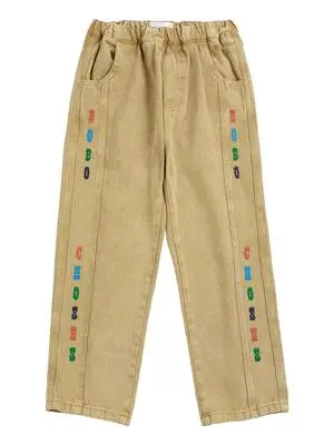 BOBO CHOSES Bobo Choses Twill Pants With Embroidered Logo Detail Khaki