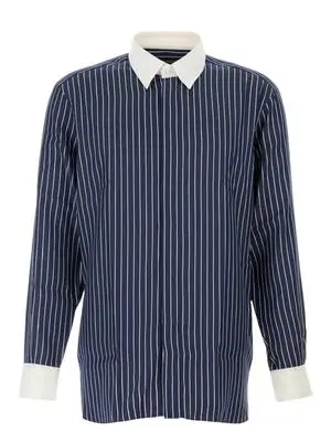 TOM FORD Striped Embroidered Silk Shirt Black