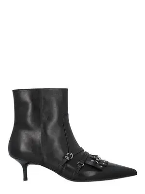 Pinko Buckled Pointed-toe Ankle Boots - Black