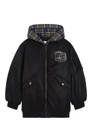 Dolce & Gabbana Twill Bomber Jacket With Logo - Blue