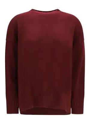 ALLUDE Ribbed-hem Crewneck Sweater - Red