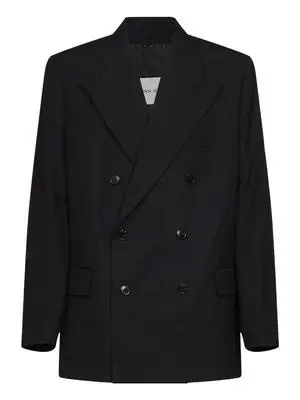 Dries Van Noten Wool Canvas Double-breasted Jacket - Black