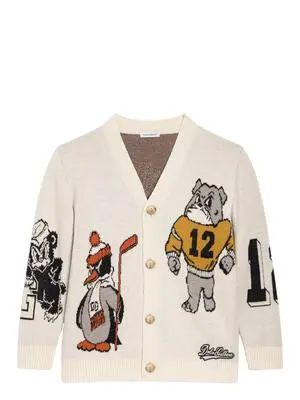 Dolce & Gabbana Jacquard Piqué Cardigan With Graphic Appliques - Multi-color