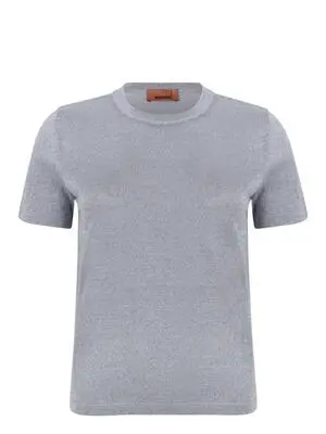 Missoni Round Neck Short Sleeve Knitted Top - Blue
