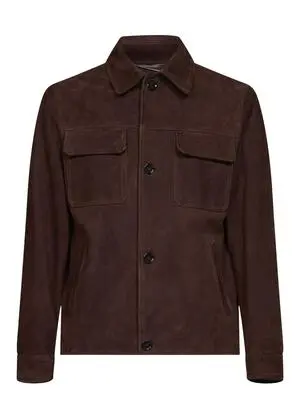 LARDINI Long-sleeved Leather Jacket - Black
