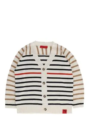 MAXCO. Max&co. Striped Long Sleeve Cardigan - White