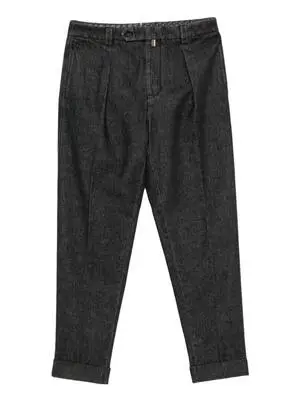 BERWICH Pleated Turn-up Trousers - Black