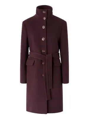 Pinko Pinko High Neck Belted Coat Bordeaux