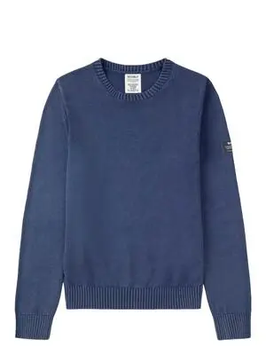 ECOALF Crew Neck Knit Sweater With Appliqué Details - Blue