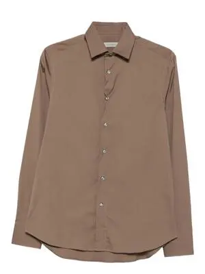 Canali Spread-collar Long-sleeve Shirt - Brown