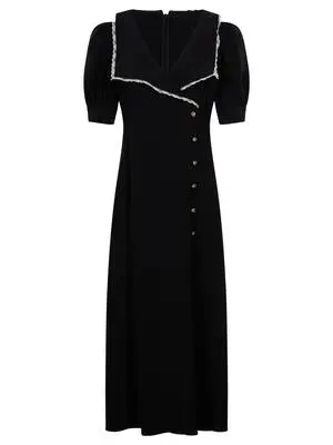 Alessandra Rich Lace Trim Midi Dress - Black