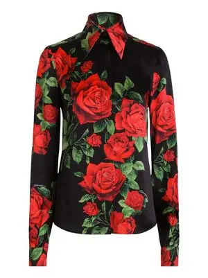 DOLCE & GABBANA Dolce & Gabbana Rose Print Silk Shirt
