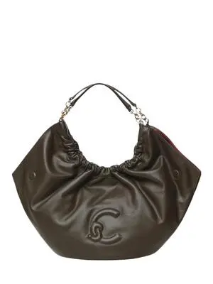 COCCINELLE Coccinelle Ruched Hobo Shoulder Bag Dark Brown
