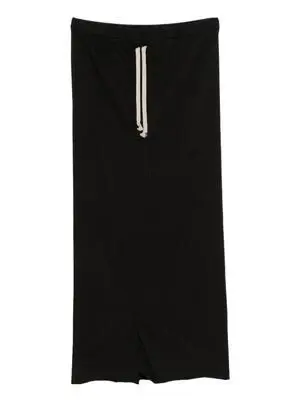 Rick Owens Drawstring Midi Skirt With Slit Detail - Black