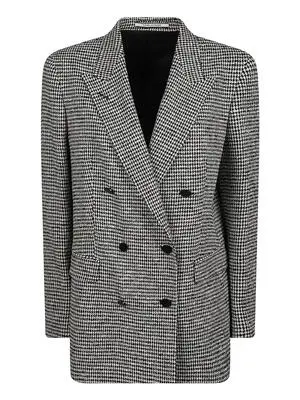 Tagliatore Houndstooth Patterned Double Breasted Jasmine Jacket - Black