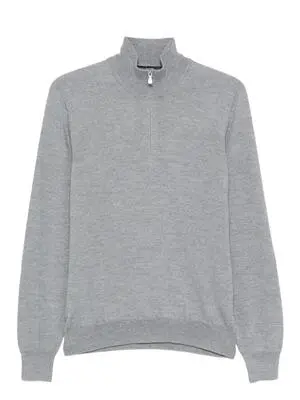 Tagliatore Quarter-zip Knit Sweater - Grey