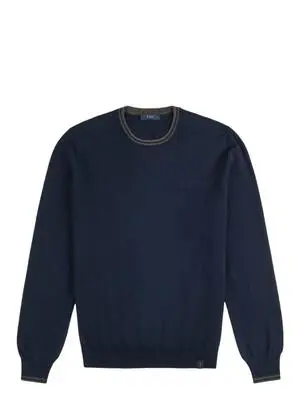 FAY Wool Pullover With Elbow Patches - Blue