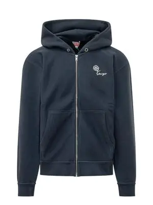 Kenzo Signature Embroidered Zip Up Hoodie - Black