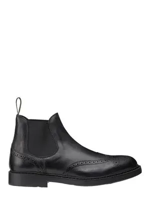 DOUCAL'S Perforated Leather Ankle Boots - Black