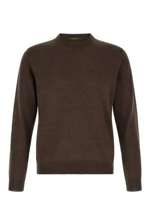 ZANONE Crew Neck Sweater With Ribbed Cuffs And Hem - Brown