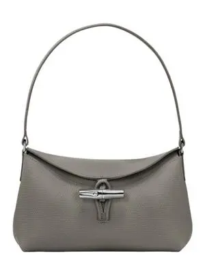 Longchamp Small Roseau Leather Tote Bag Gray