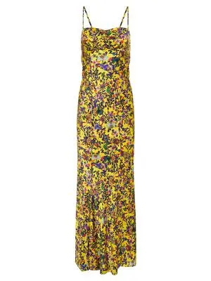 Saloni Sleeveless Floral Print Maxi Dress - Multicolor