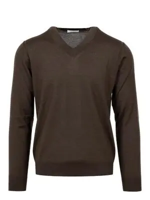 PAOLO PECORA Long-sleeve V-neck Pullover - Brown