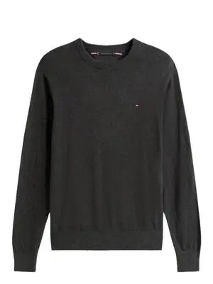 Tommy Hilfiger Embroidered Logo Crew Neck Sweater - Dark Gray