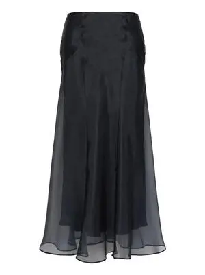Max Mara Eastrale Sheer Silk Skirt - Black