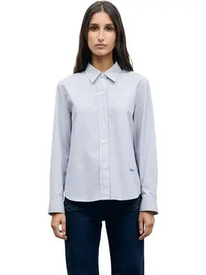 Gerard Darel Relaxed Fit Striped Cotton Shirt - Cloud