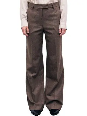 Gerard Darel Mia Wide Leg Mid Rise Trousers - Brown